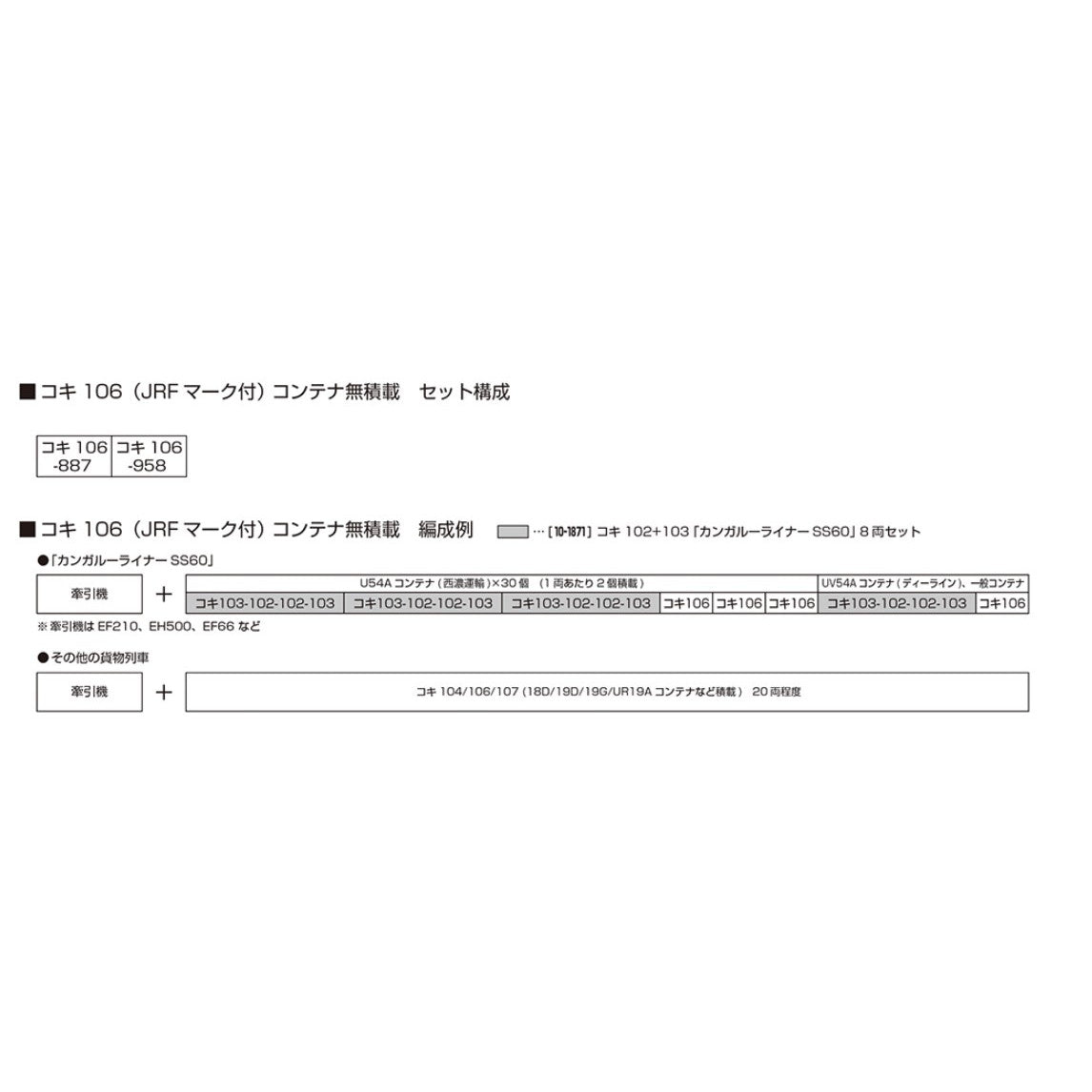 【新品即納】[RWM]10-1692 コキ106(JRFマーク付) コンテナ無積載 2両セット(動力無し) Nゲージ 鉄道模型 KATO(カトー)