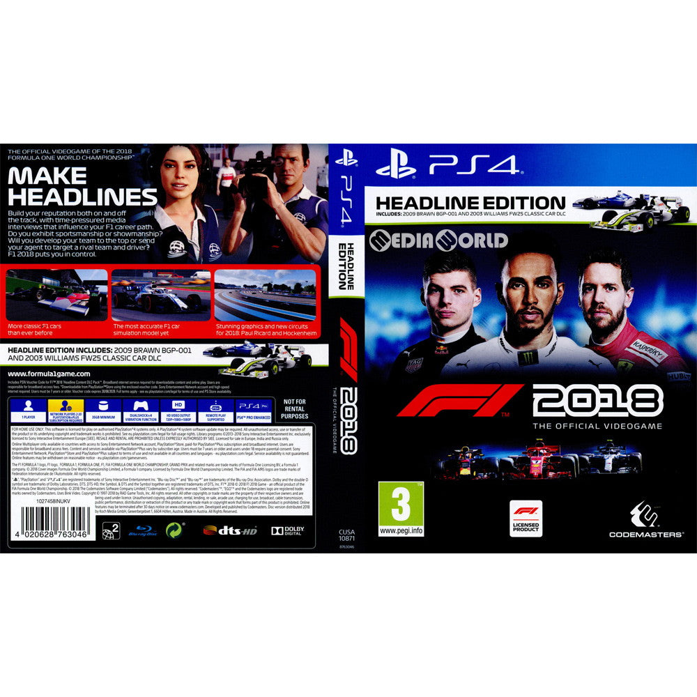 [PS4]F1 2018 HEADLINE EDITION(EU版)(CUSA-10871)